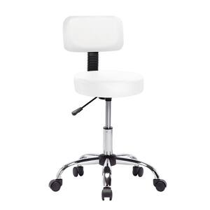 HOMESTOCK Gray Adjustable Drafting Stool with Wheels and Backrest, Faux ...