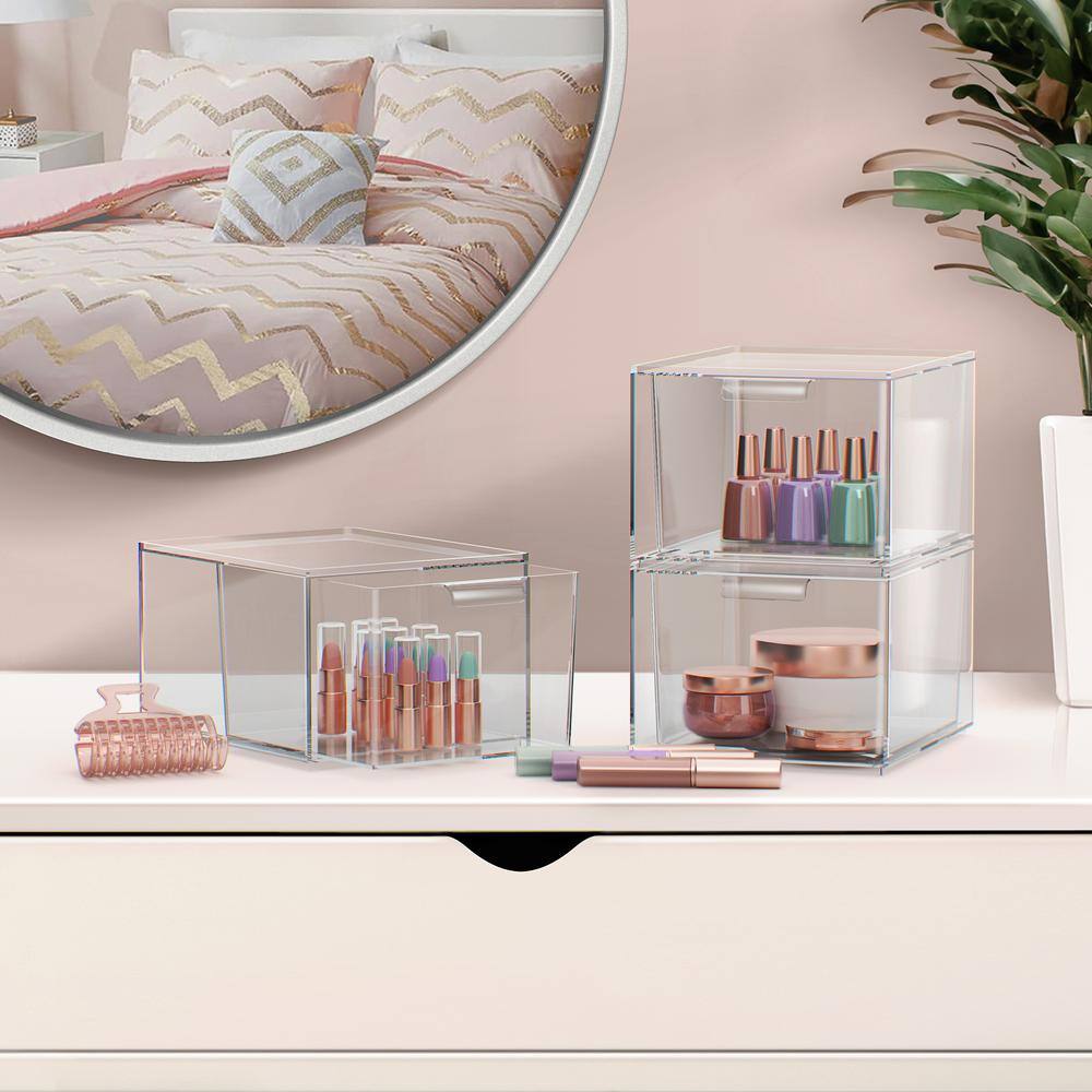 Sorbus Clear 7.4 in. x 4.4 in. Plastic Decorative Box Set of 3 ...