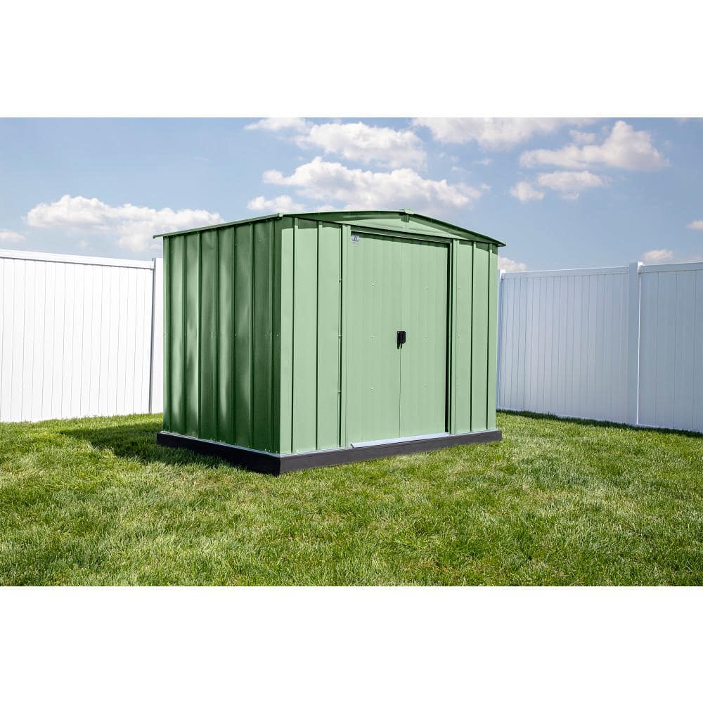 Arrow 8 ft. x 6 ft. Green Metal Storage Shed With Gable Style Roof 43 ...