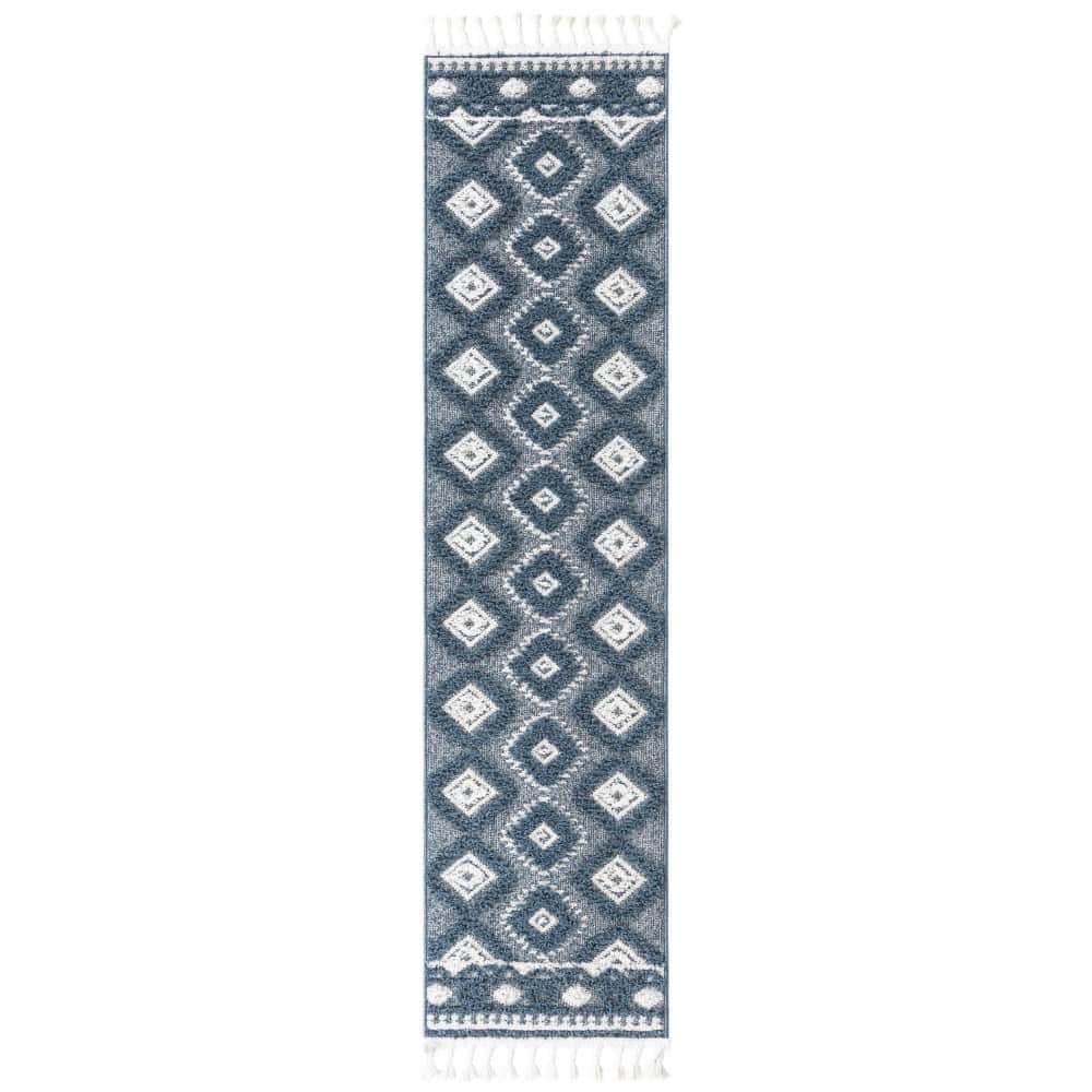 Unique Loom Boho Gigi Blue 2 ft. x 8 ft. Area Rug 3188722 - The Home Depot
