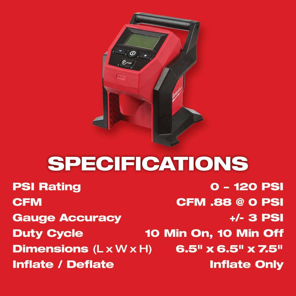 Milwaukee M12 12-Volt Lithium-Ion Cordless Electric Portable Inflator ...