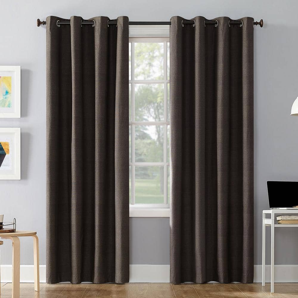 Sun Zero Duran Walnut Brown Polyester Solid 50 in. W x 95 in. L Noise ...