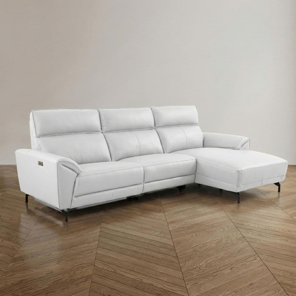 Furniture of America Softed 112.5 in. Slope Arm Leather L-Shaped Power ...