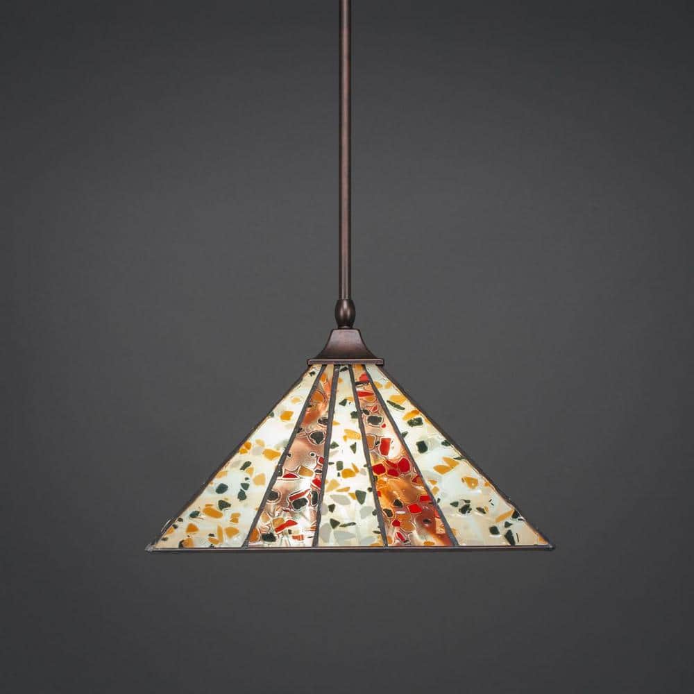 Sparta 100-Watt 1-Light Bronze Bowl Mini Pendant Light with Glass Shade ...