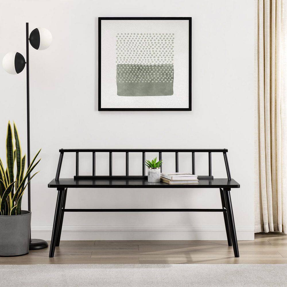 Walker Edison Furniture Company Black Solid Wood Scandinavian Bench ...