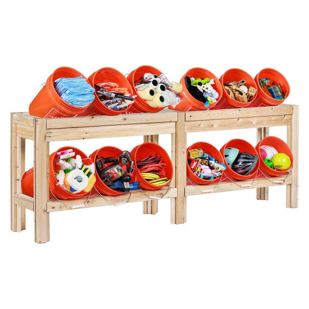 Greenes Fence 2 Tiers Cedar Bucket Garage Storage Shelving Unit in ...