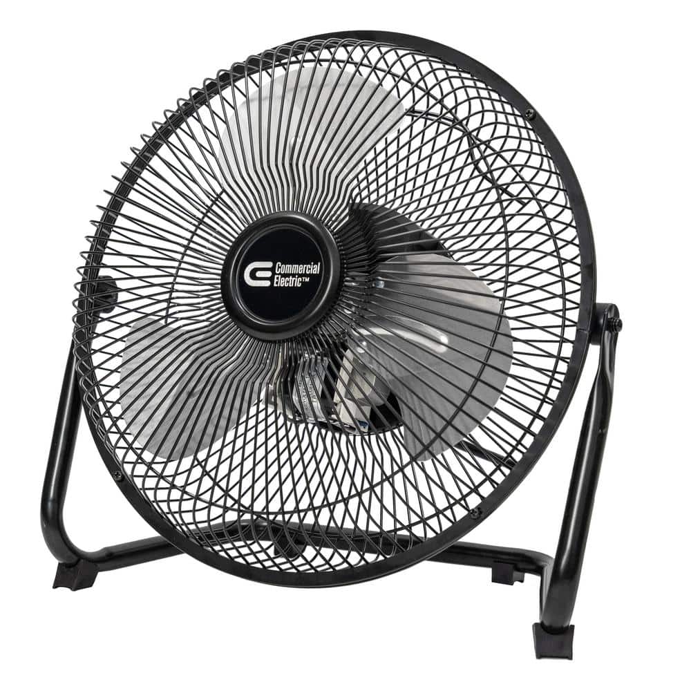 Commercial Electric 9 in. 3-Speed High Velocity Floor Fan With Wall ...