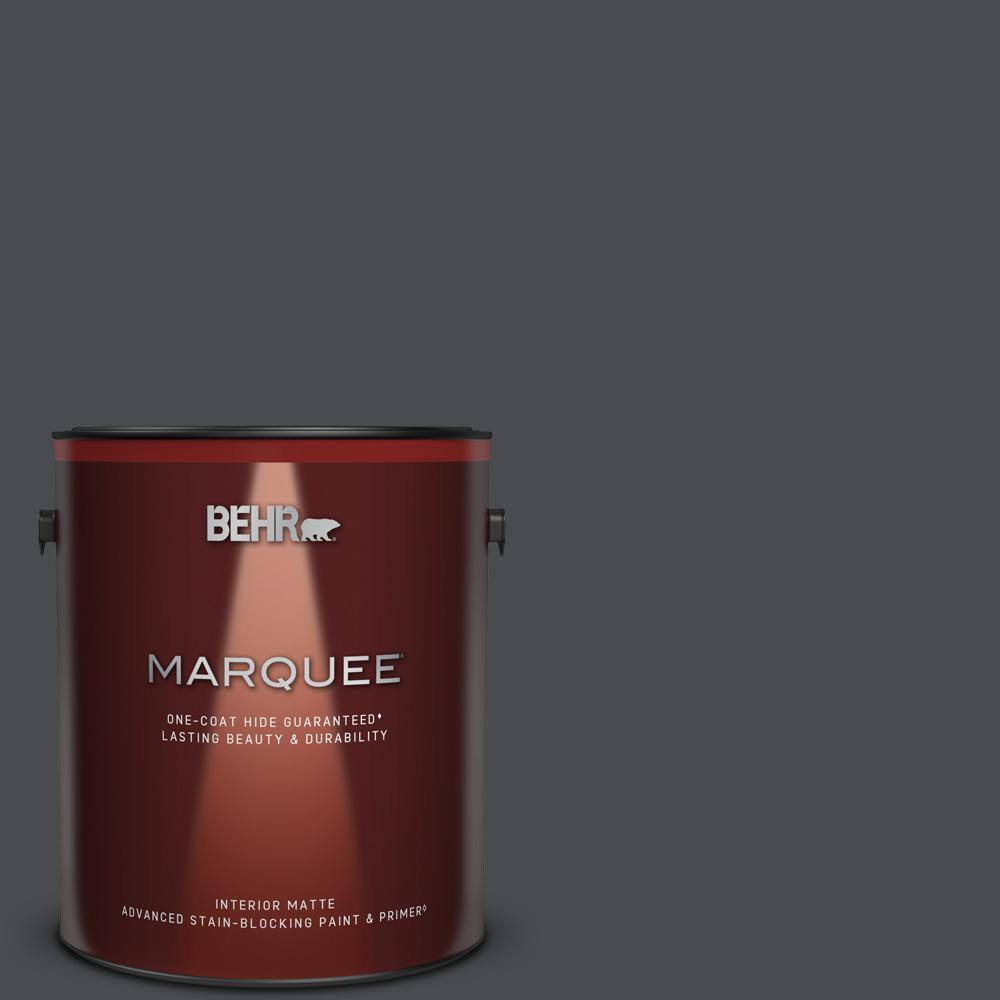 BEHR MARQUEE 1 gal. N500 7 Night Club One Coat Hide Matte Interior Paint Primer 145301 The Home Depot