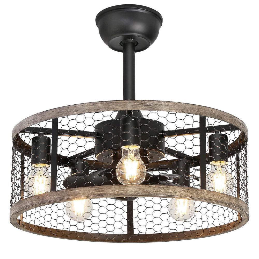 Yardreeze 20 in. Indoor Black American Retro Style Ceiling Fan ...