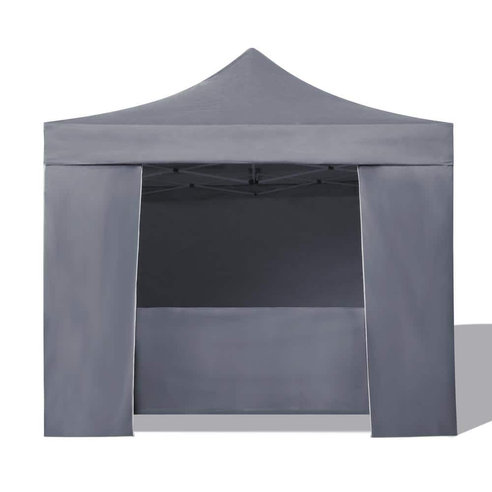 10 ft. x 10 ft. Outdoor Gray Instant Pop-Up Sidewall Canopy Tent for ...