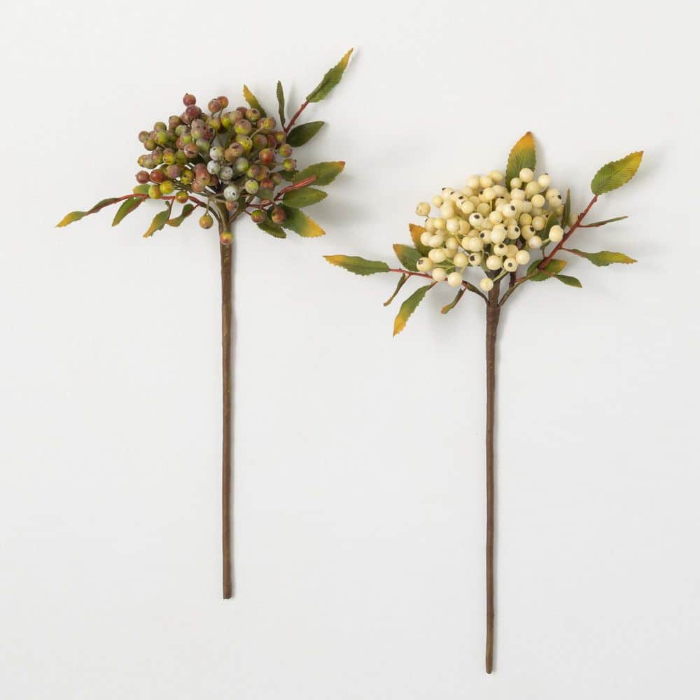 SULLIVANS Artificial 14 in. Green Neutral Berry Pick - (Set of 2 ...