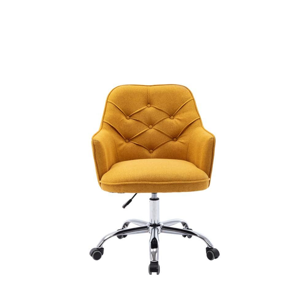 HOMEFUN Yellow Linen Fabric Modern Desk Chair Upholstered Adjustable ...