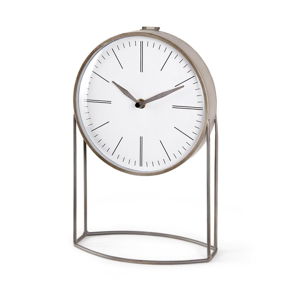 Mercana Aurus Matte Gray Metal Table Clock 68520 - The Home Depot