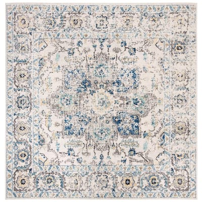 SAFAVIEH Madison Cream/Multi 5 ft. x 5 ft. Square Border Area Rug ...