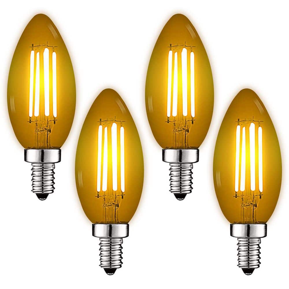 LUXRITE 40-Watt Equivalent LED Yellow Light Bulbs, 4.5-Watt, Colored ...