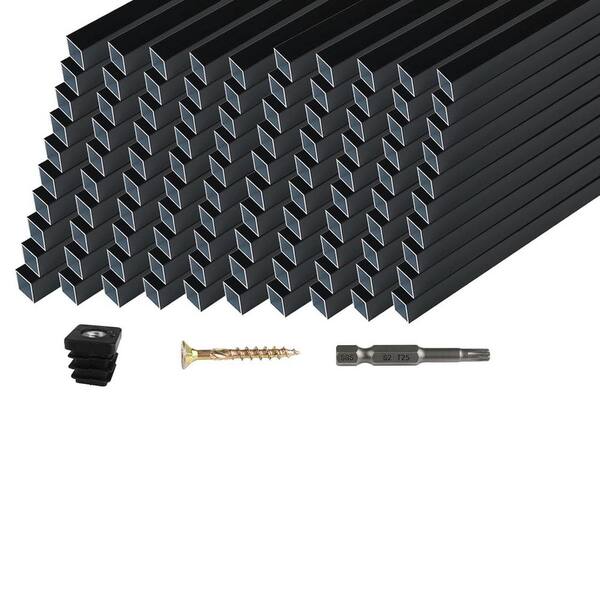Afoxsos 26 in. H x 0.75 in. W Black Aluminum Square Deck Baluster ...