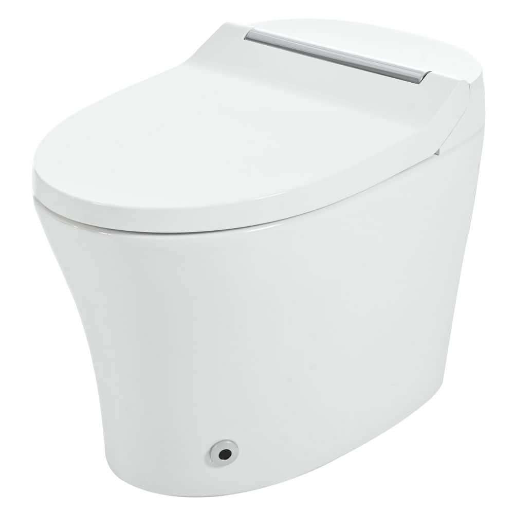 Logmey One-Piece 1.28 GPF Single Flush Elongated Smart Toilet in White ...
