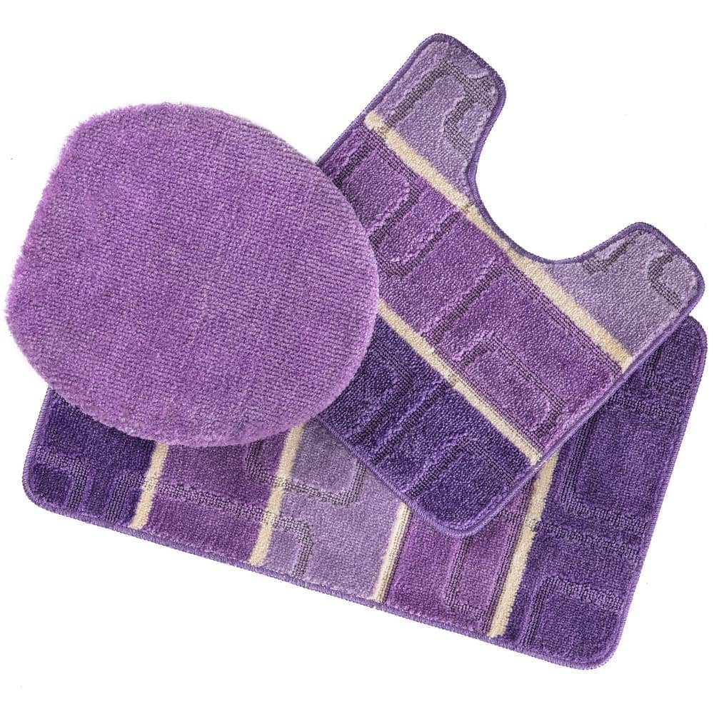 Ottomanson Lydia Collection Washable Non-Slip Rubberback Geometric Bath ...