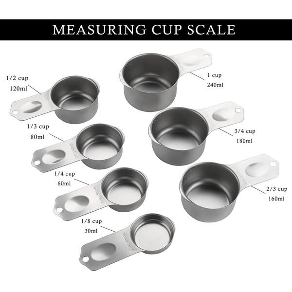 Adrinfly High Quality 7-Piece Stainless Steel Silver Measuring Cup Set ...