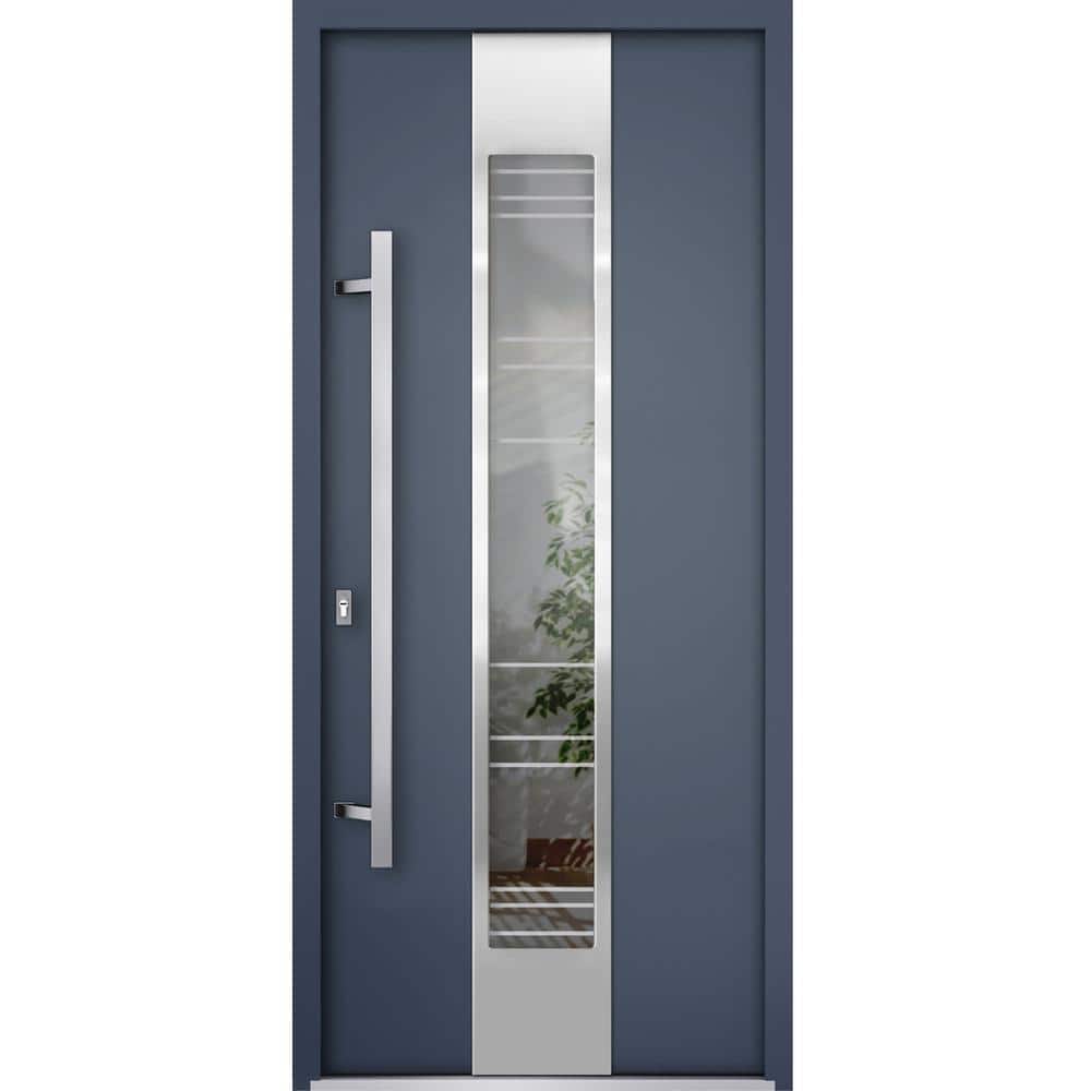 VDOMDOORS 36 in. x 80 in. Right-hand/Inswing Clear Glass Gray Graphite ...