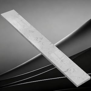 TJAmerican 25 in. W x 0.75 in. x 4 in. Engineered White Marble Bathroom ...