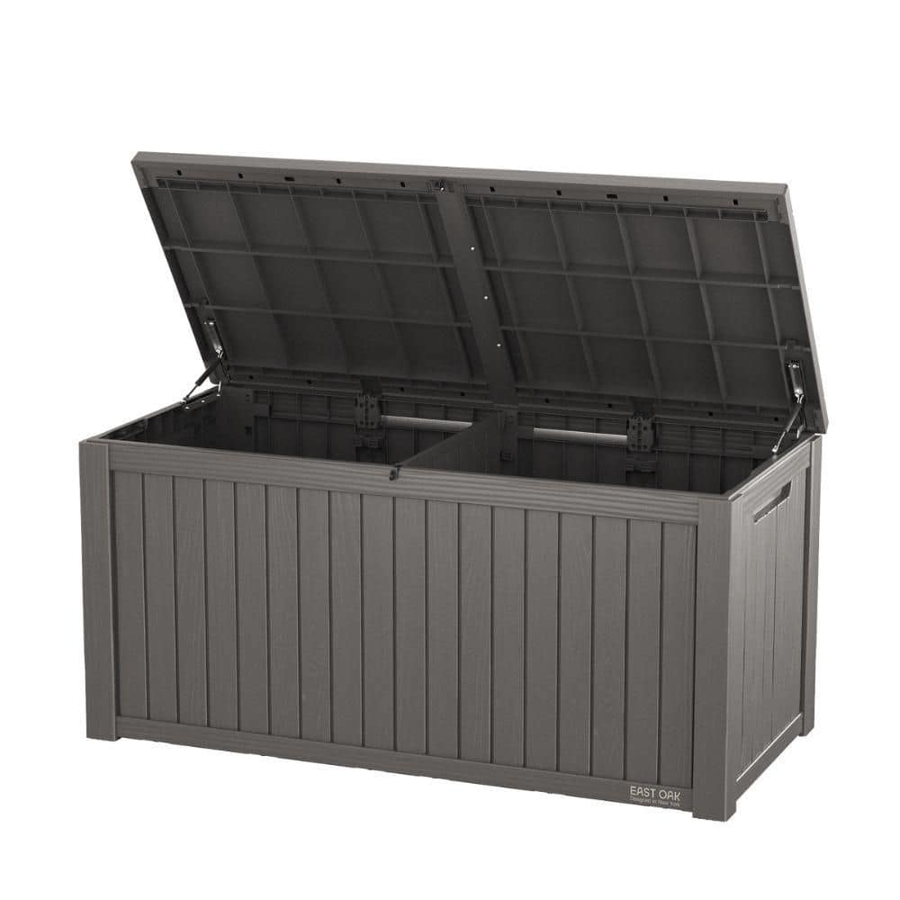 EAST OAK 180 Gal. Grey Deck Box Indoor and Outdoor Use, Waterproof and ...