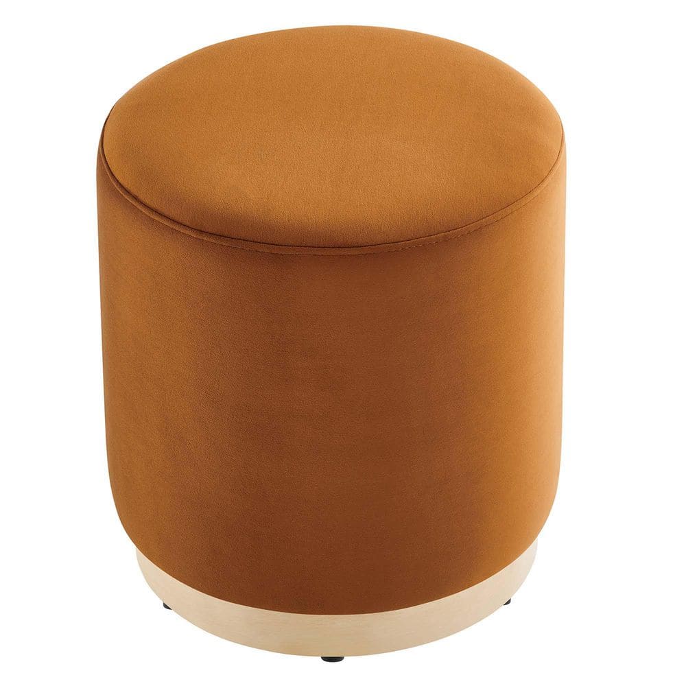 MODWAY Tilden 16 in. Rust Natural Performance Velvet Upholstered Round ...