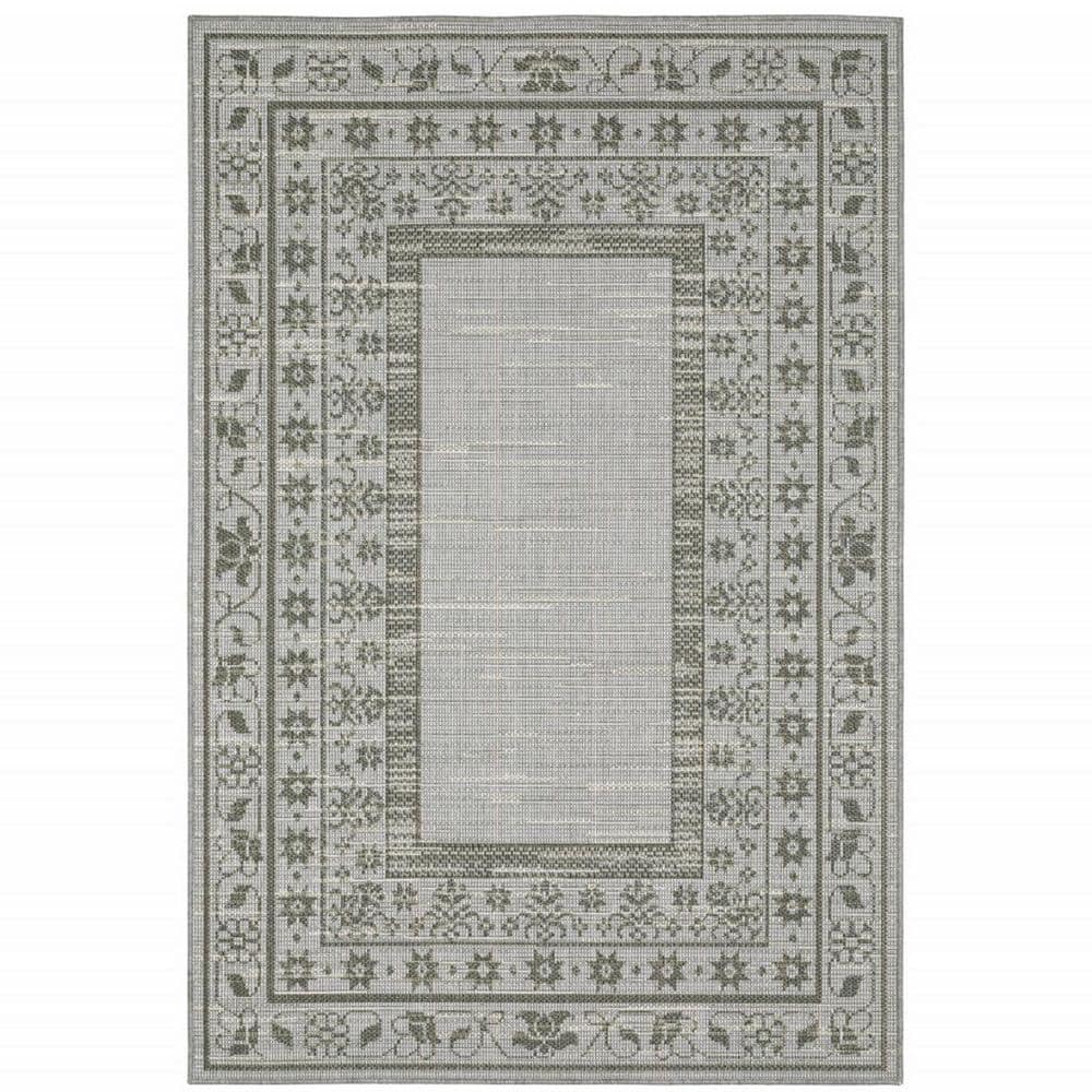 HomeRoots Beige 10 ft. x 13 ft. Loomed Border Polypropylene Rectangle ...