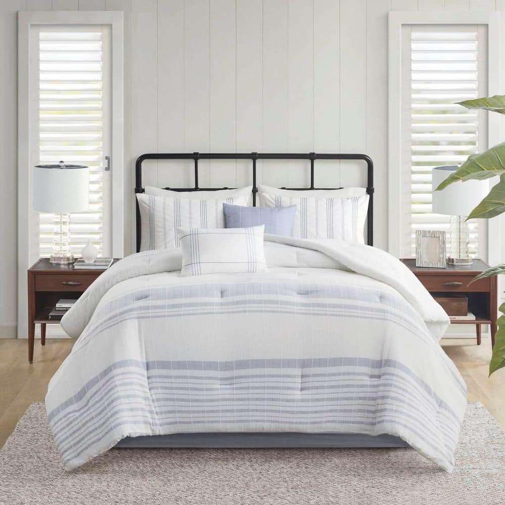 6-Piece King Multicolor Modern Soft Farmhouse Textured Woven Stripes ...