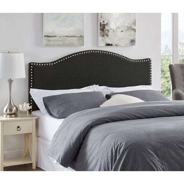 HOMESTOCK Dark Gray Headboards for Full Size Bed, Nail Head Bed ...