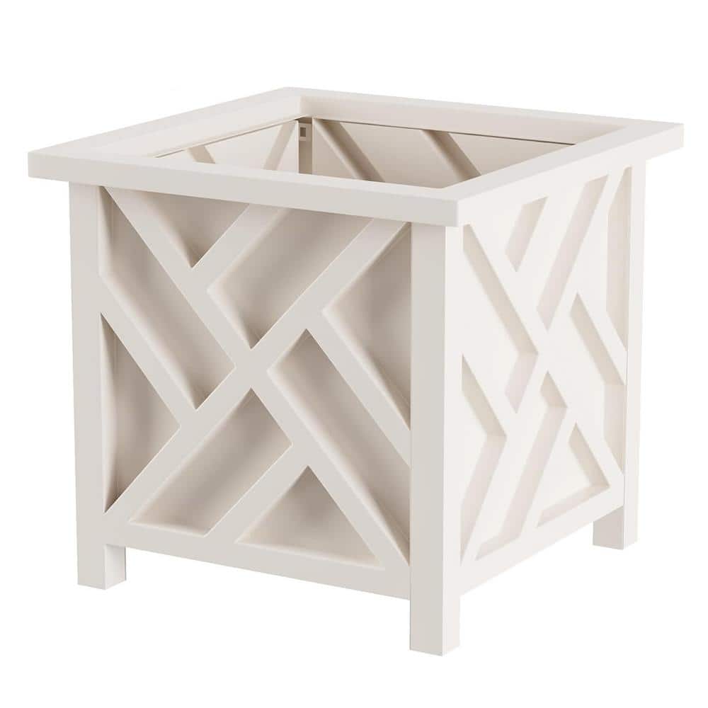 15 in. L x 15 in. W x 13 in. H White Outdoor Polypropylene Planter ...