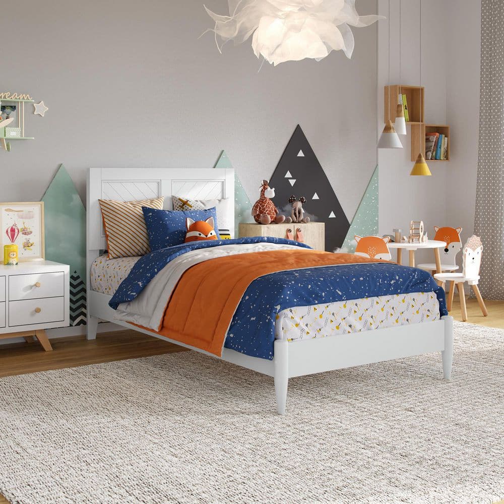 AFI Berkshire White Solid Wood Frame Twin Low Profile Platform Bed ...