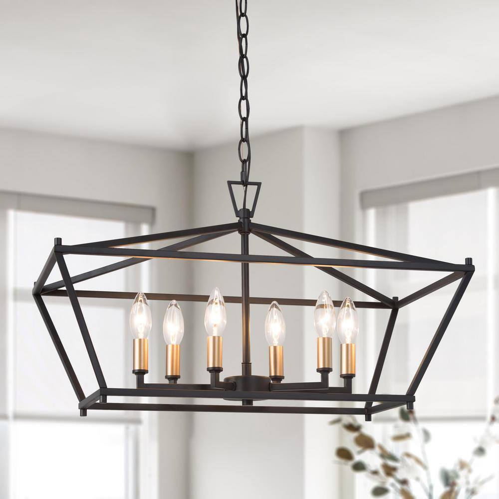 Have a question about LNC Modern Chandelier Black 6-Light Linear Cage ...