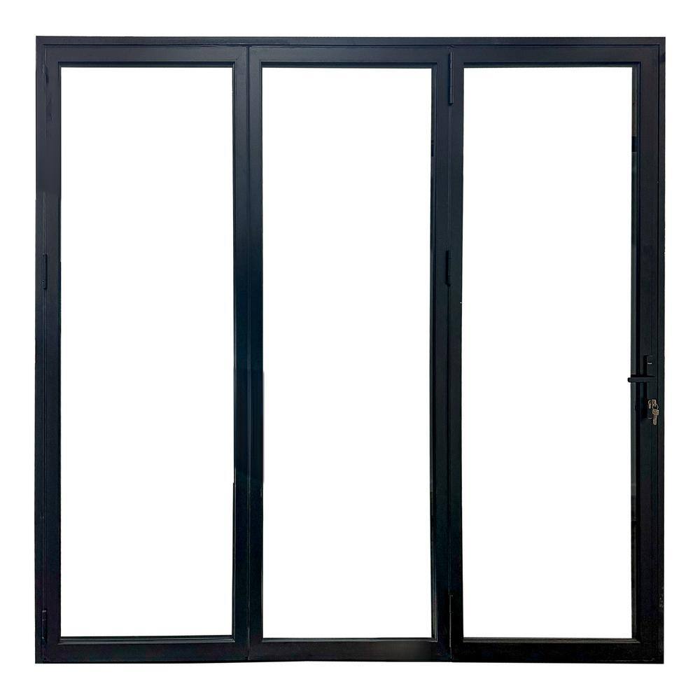 TEZA DOORS Teza 88 Series 108 in. x 80 in. Matte Black Right to Left ...