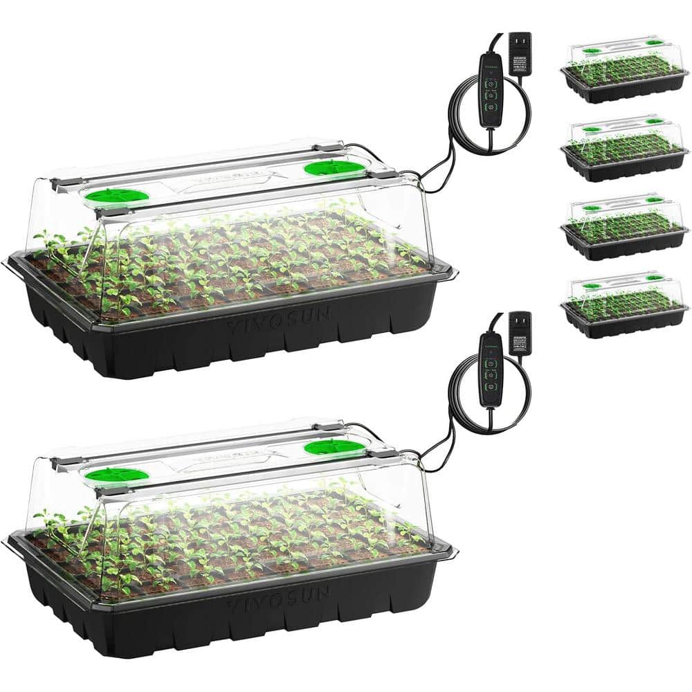 VIVOSUN 40-Cell Seed Starter Kit with 2 Set of LED Lights (6-Pack) SST ...