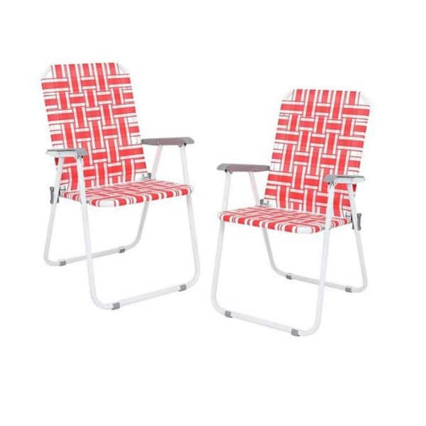 Red Metal Folding Beach Chair, Set of 2 L0975QZ57Z - The Home Depot