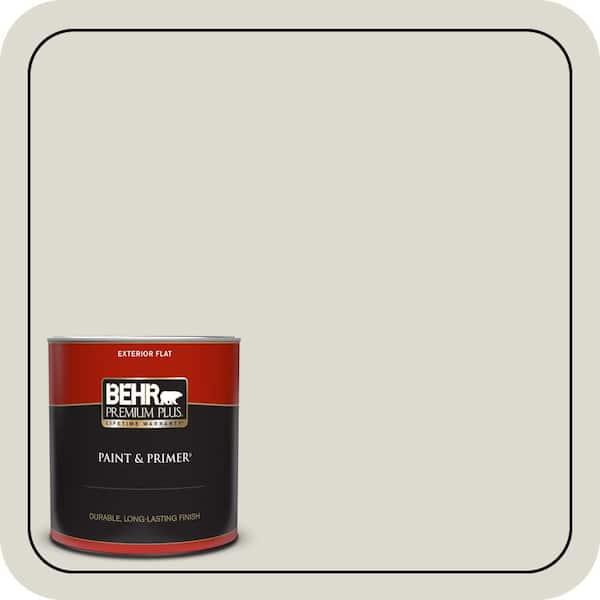 BEHR PREMIUM PLUS 1 Qt. #GR-W11 Silver Ash Flat Exterior Paint & Primer ...