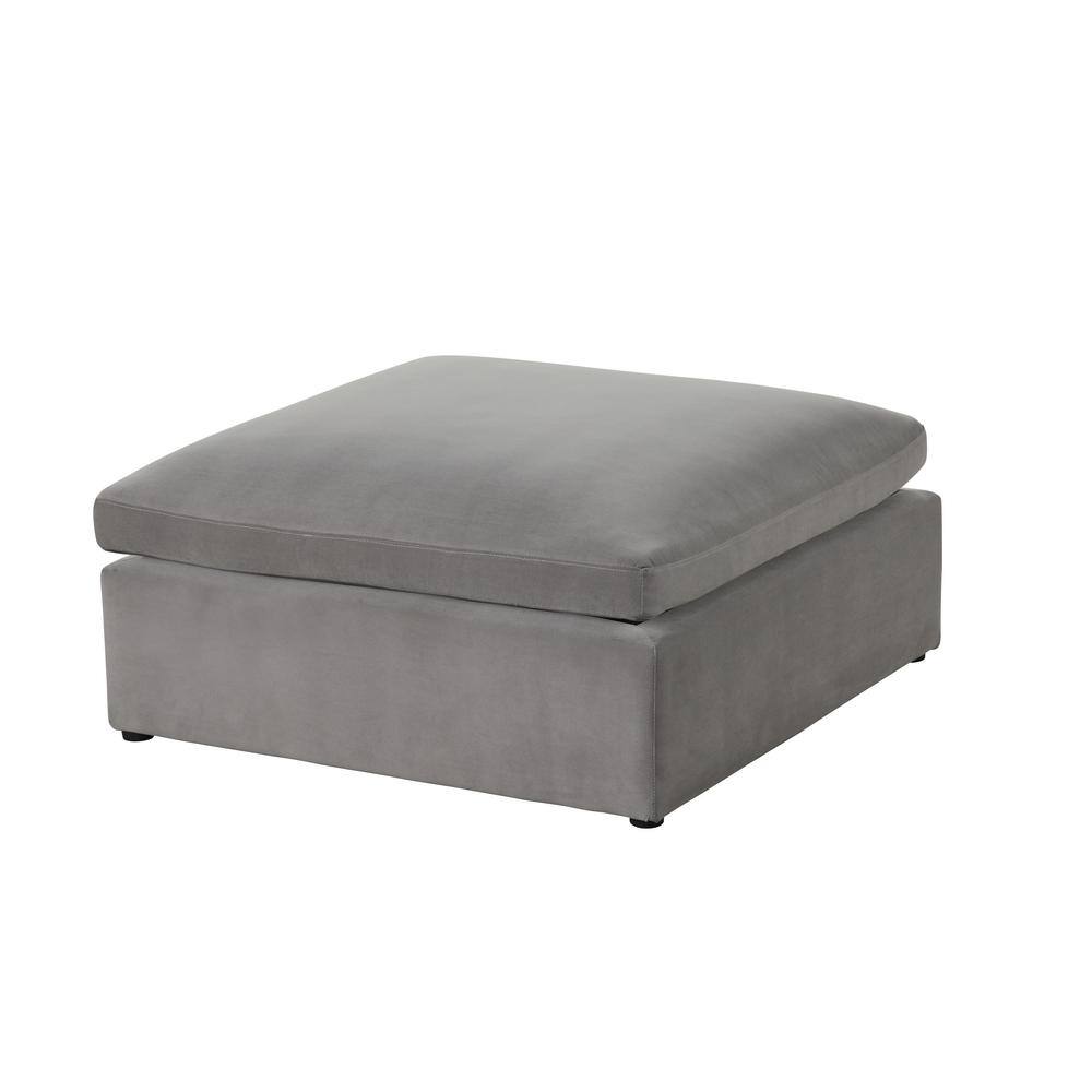 Best Master Furniture Remington Gray Velvet Square Modular Ottoman ...