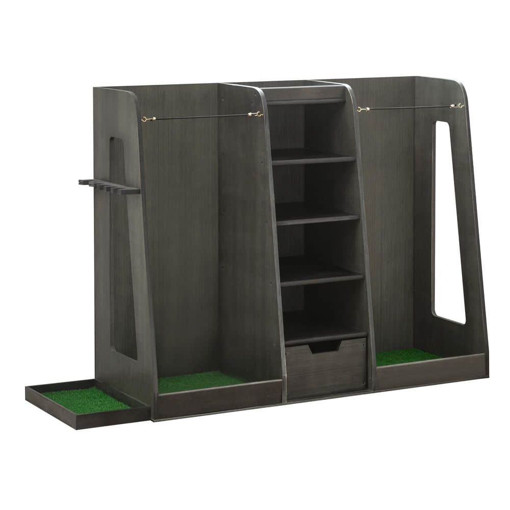 Wooden Golf Bag Organizer and Storage Rack, Wooden 2 Golf Bag Rack with ...