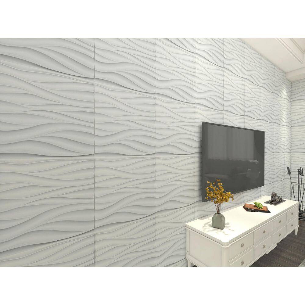 Art3dwallpanels 19.7 in. x 19.7 in. White PVC 3D Wall Panels Wave Wall ...