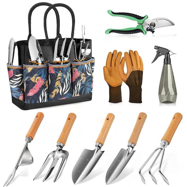Justincity 9-Piece Garden Tool Set, Heavy Duty Gardening Hand Tools ...