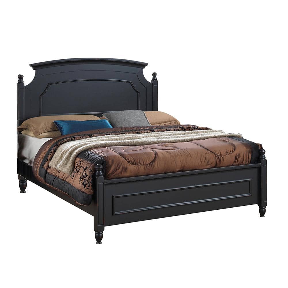 Acme Furniture Edwige Black Wood Frame Queen Panel Bed with No ...