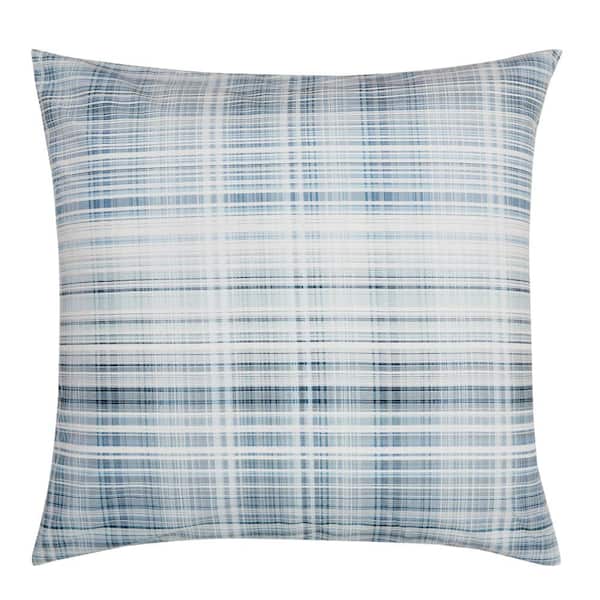 J QUEEN NEW YORK INC Peyton Blue Plaid Cotton Euro Sham 26 in. L X 26 ...