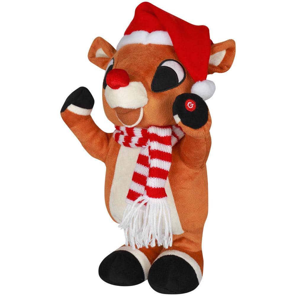 Rudolph 12.6 in. Christmas Animated Plush Rudolph the Red-Nosed ...