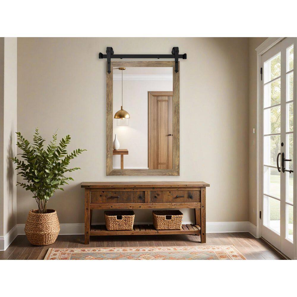 Rayne Mirrors (33 in. W x 56 in. H) Brown Modern Rustic Vertical Mirror ...