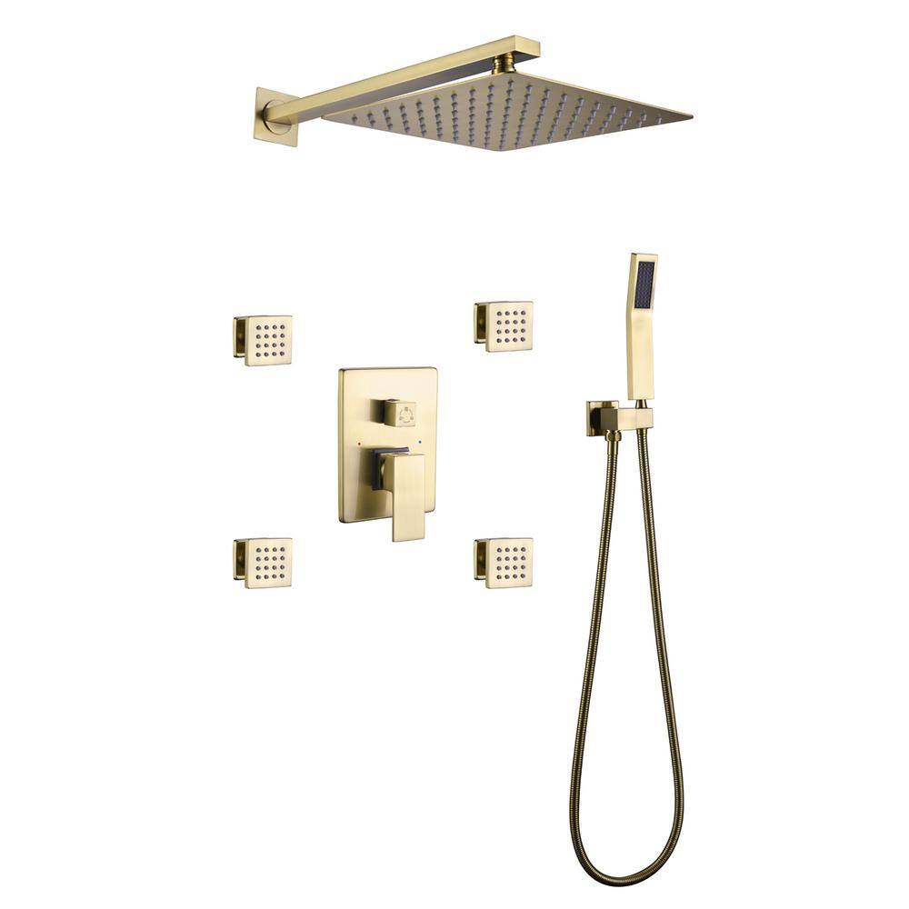 Maincraft 10 in. 4-Jet Shower System and Wall Mount Dual Shower Heads ...