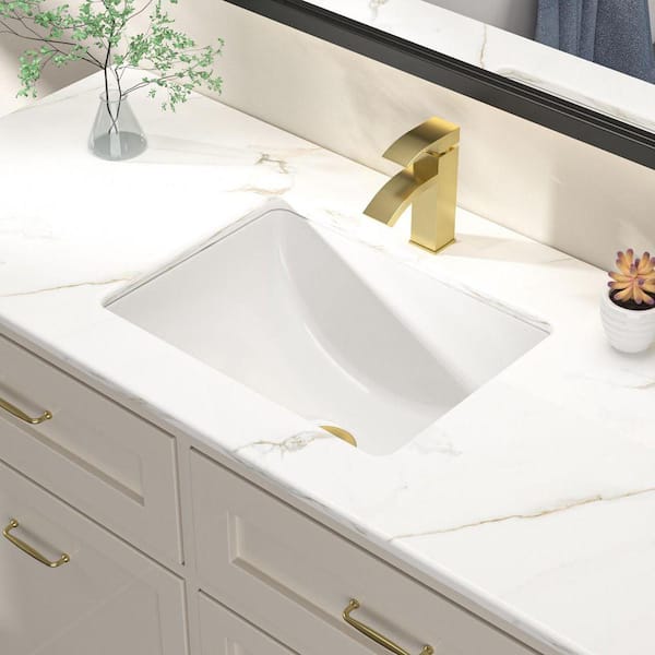 Dcolora 18 in. Undermount Rectangular Bathroom Sink in White Porcelain ...