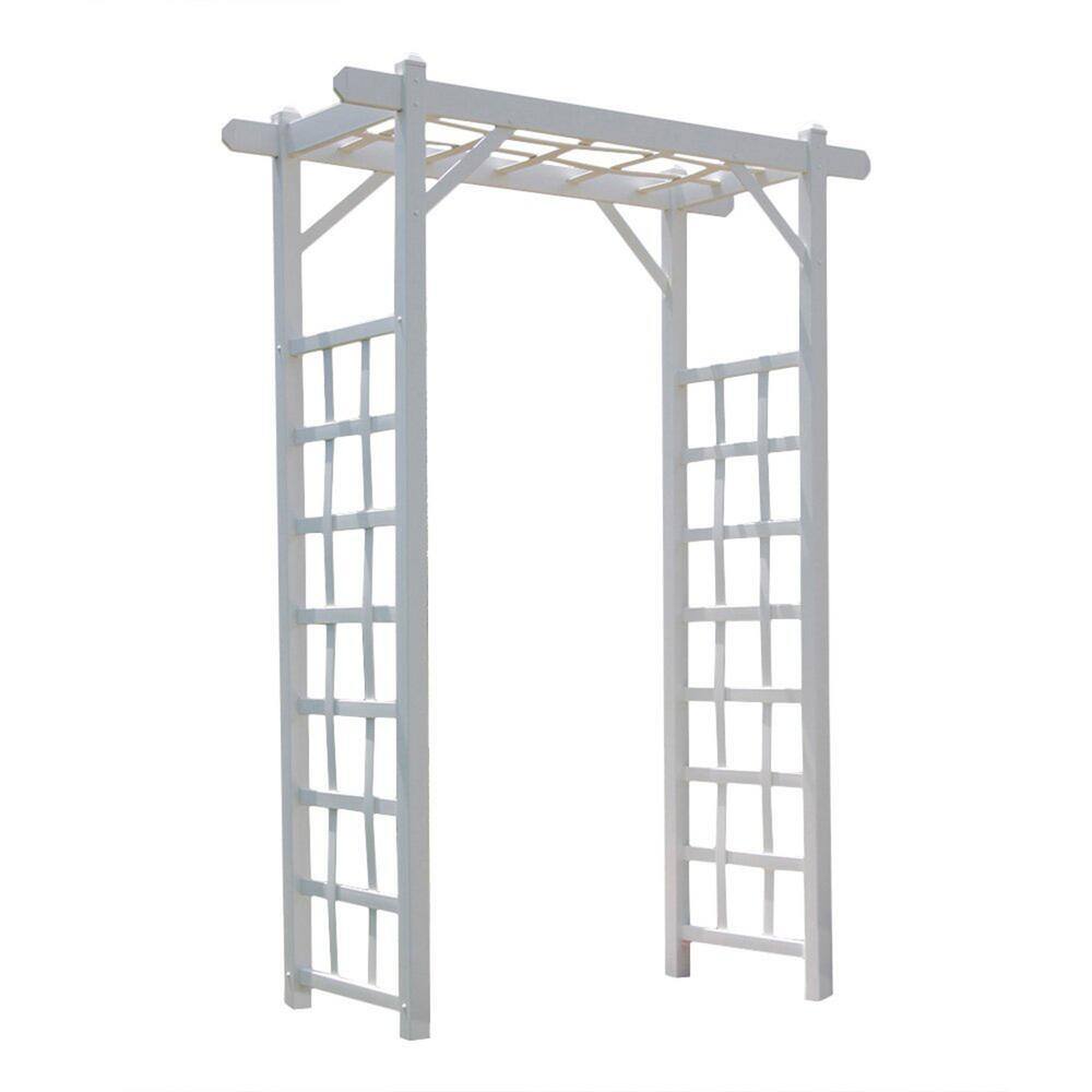 Dura-Trel Elmwood 22 in. x 85 in. PVC Vinyl Outdoor Garden Patio Arbor ...