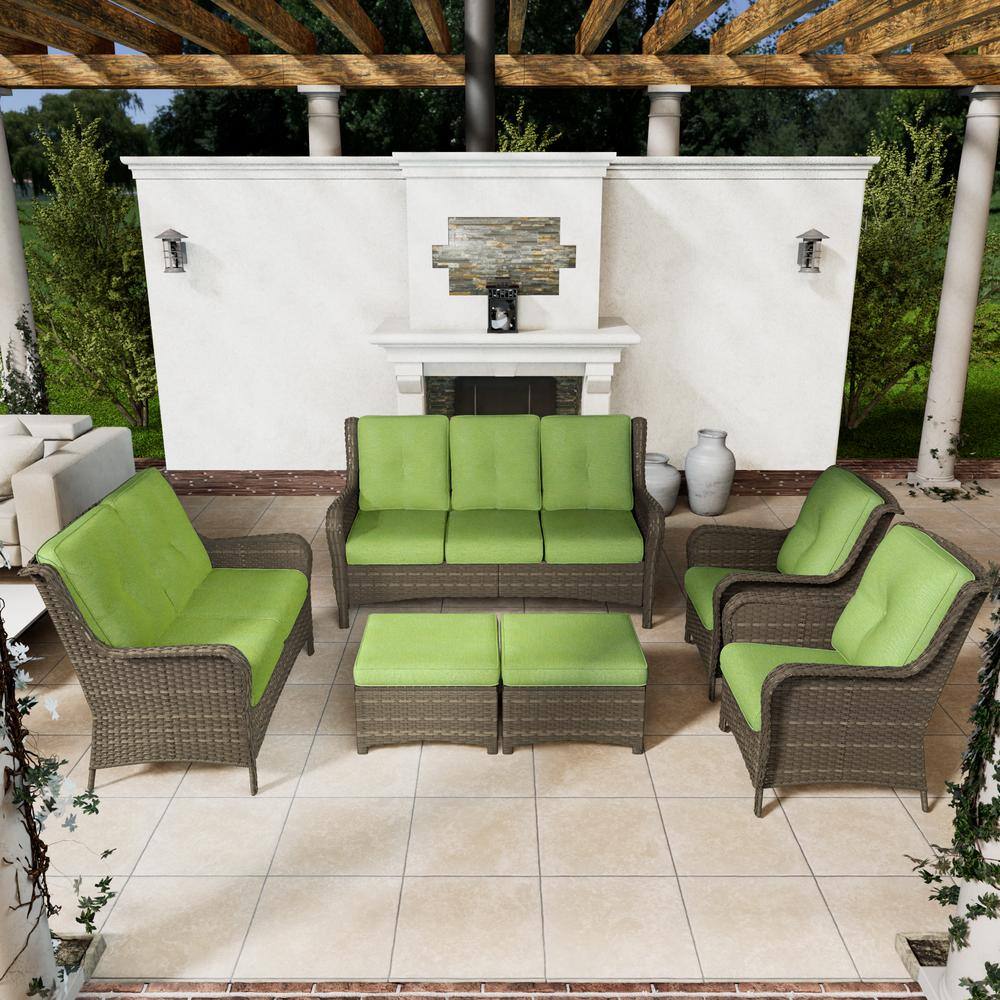 MeetLeisure 6-Piece Steel Outdoor Patio Conversation Seating Set ...