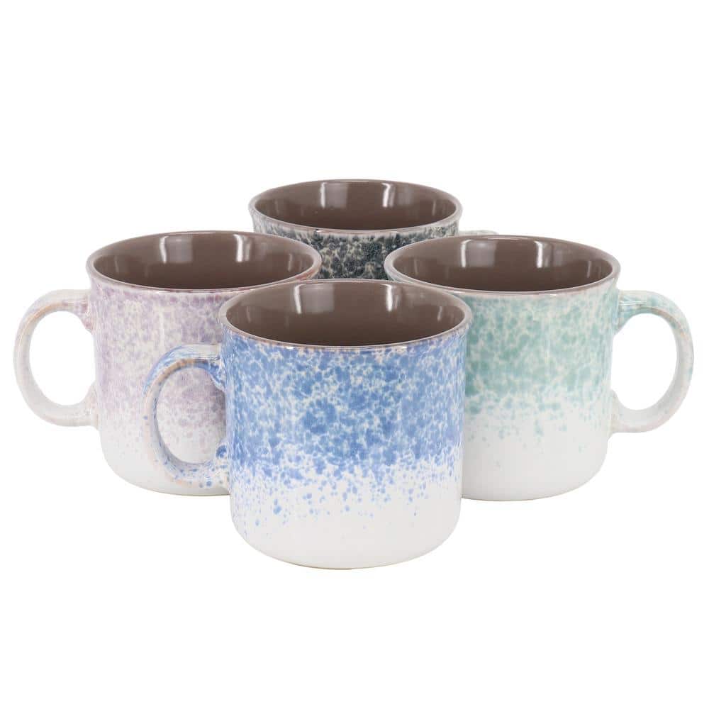 Gibson Home Blurry 4 Piece 19 Ounce Stoneware Straight Shape Beverage ...